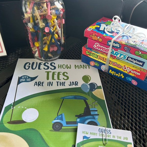 Guess How Many Tees Are in the Jar Game Golf Birthday Gamehole in One ...