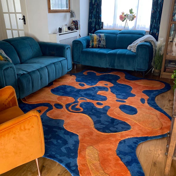 Irregular Shape Multicolor Hand Tufted Melting Wool Area Rug for Kids ...