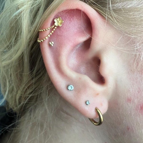 Double Bead Chain Attachment Ear Jacket Dangle Bead Chain Charm ...