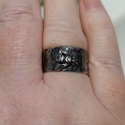 Bee Honeycomb Ring, Bumblebee Silver Ring, Cute Bee Ring, Wildlife Ring ...