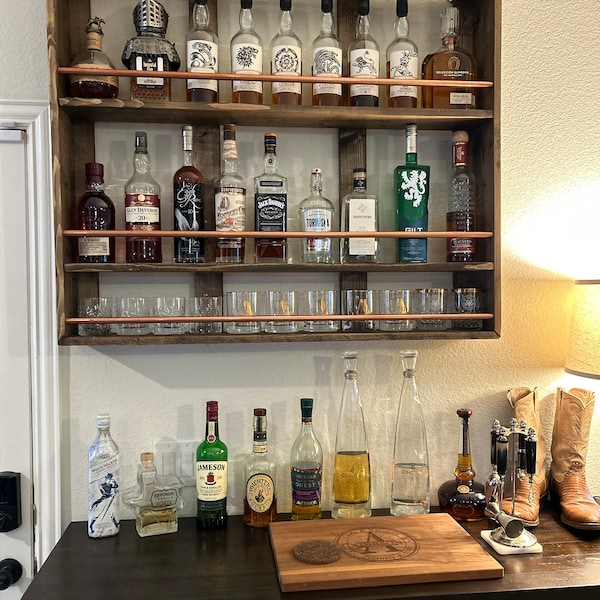 Liquor Shelf | Whiskey Rack | Home Bar Shelves | Bourbon Display ...