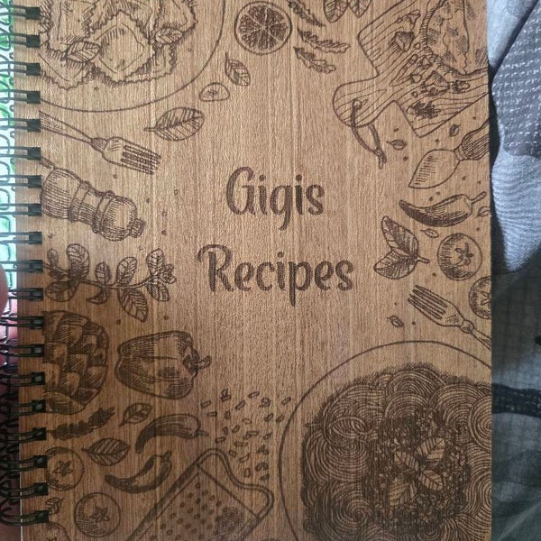 Personalized Wood Spiral Recipe Notebook Book Blank/lined Gift for Mom ...