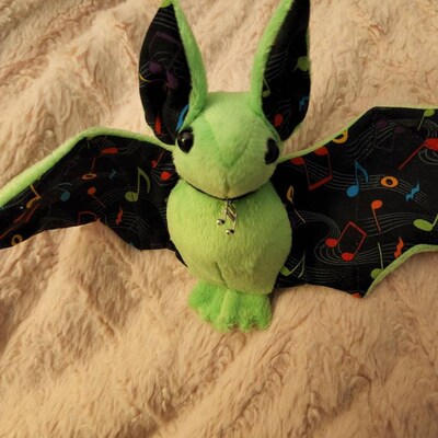Green Music Note Bat Plush, Stuffed Animal, Softie - Etsy