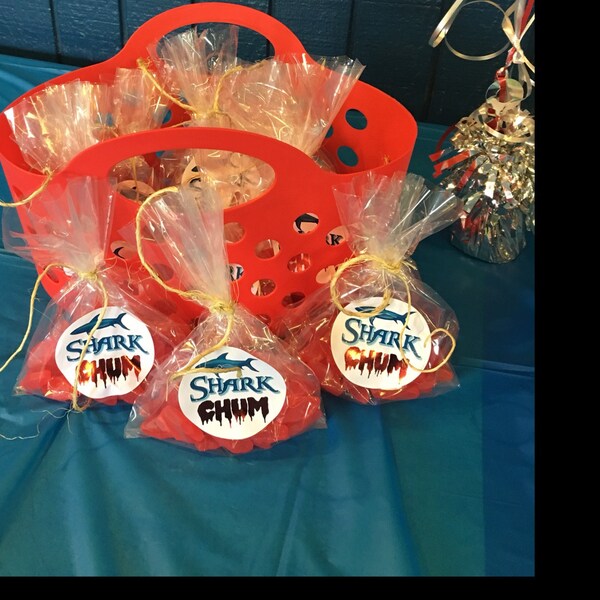 Shark Bait Stickers, Shark Chum Stickers, Shark Party, Shark Stickers ...