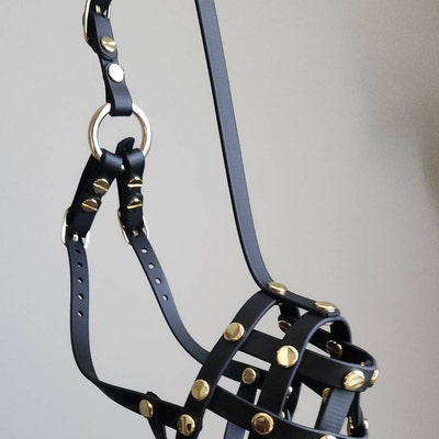Matte Black Spiked Classic Hardware Petplay Face Muzzle - Etsy