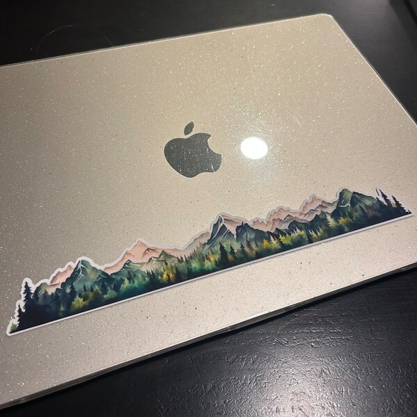 Watercolor Mountain Forest Landscape Sticker - Waterproof Nature ...