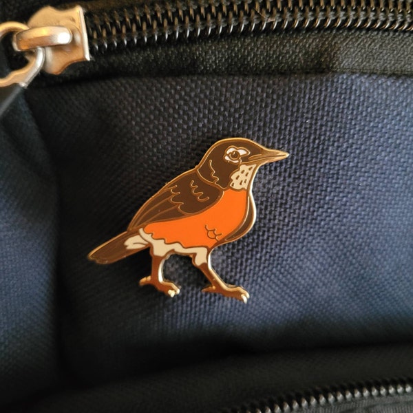 American Robin - Hard Enamel Pin in Gold - Etsy