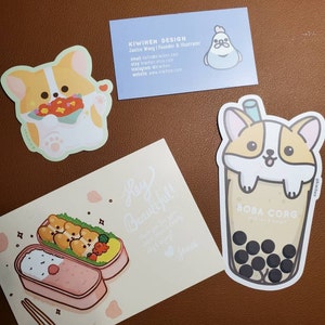 Boba Corgi Sticker, Corgi Stickers, Vinyl Stickers, Boba Stickers ...
