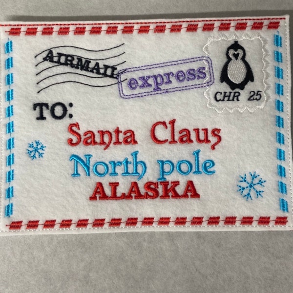Envelope to Santa Claus With Penguin Mail Express Stamp Felt Christmas ...