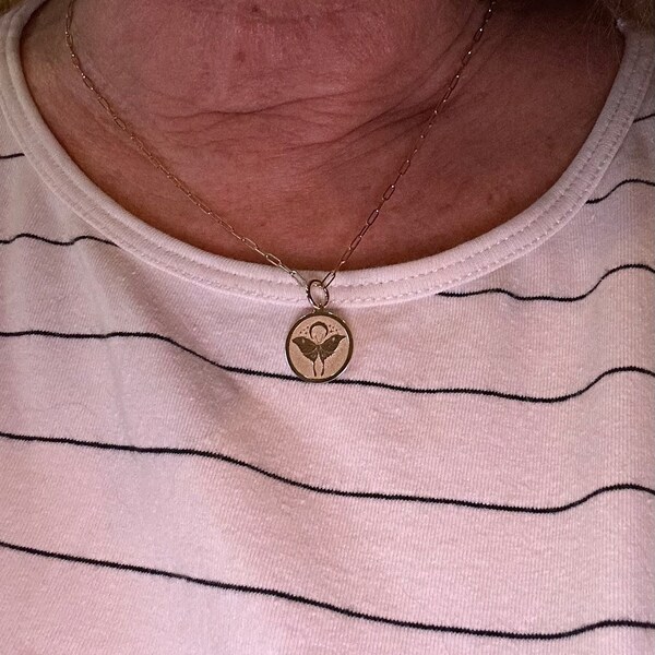 Real 14k Solid Gold Moth Necklace, Personalized Moth Pendant, Dainty ...