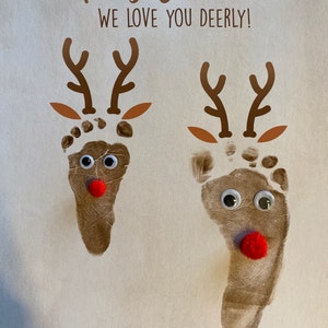 Christmas Footprint Reindeer / Xmas Art Craft / Baby Kids Toddler Foot ...
