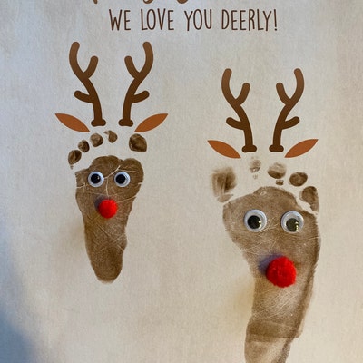 Christmas Footprint Reindeer / Xmas Art Craft / Baby Kids Toddler Foot ...