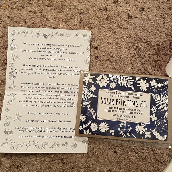 DIY Solar Printing Kit , Craft Kit , Cyanotype , Kit , Solar Printing ...