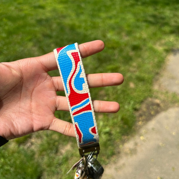 Swirl Spiral Custom Keychain Wristlet / Key Fob Keychain Lanyard Strap ...