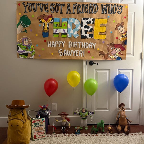 Custom Hand-painted Birthday Party Banner Toy Story Birthday, Kraft ...