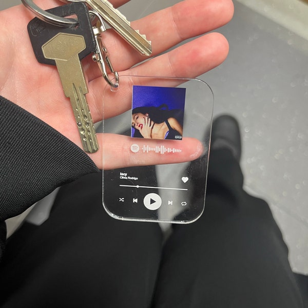 Personalised Clear or White Acrylic Music Keychain / Keyring ...