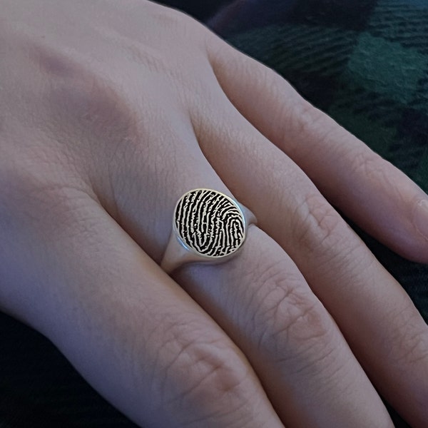 14k Gold Fingerprint Ring,actual Fingerprint Ring,fingerprint Jewelry ...