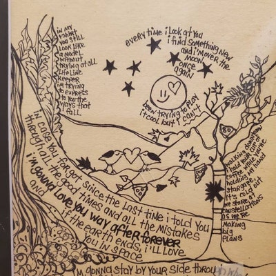 Bubbles up Jimmy Buffett Song Lyric Wall Art ORIGINAL Drawing on ...
