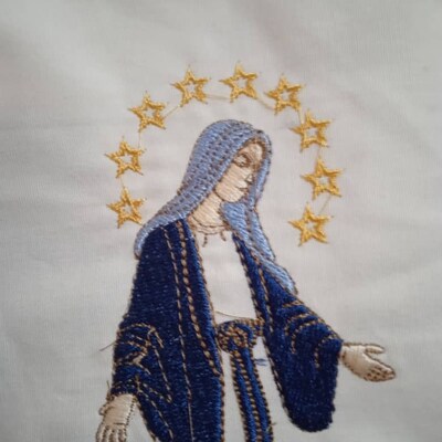 Catholic Marian Monogram With Crown Digital Machine Embroidery - Etsy