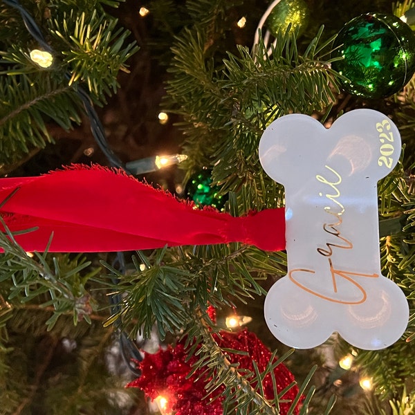 Custom Acrylic Dog Bone Ornament / Christmas Ornament / Custom Ornament ...