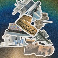 Architectural Icons World Famous Architects Sticker Set Artistic Decals ...