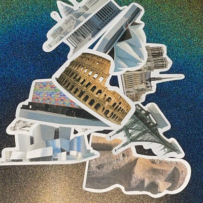 Architectural Icons World Famous Architects Sticker Set Artistic Decals ...