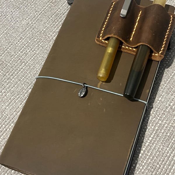 Personalized Leather Pen Pencil Holder for Notebook Journal , Notebook ...