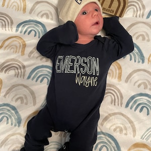 Personalized Navy Blue and Beige Newborn Outfit Coming Home - Etsy