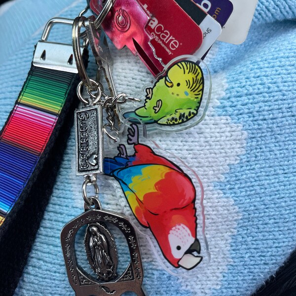 Dangling Budgie Keychain - Etsy