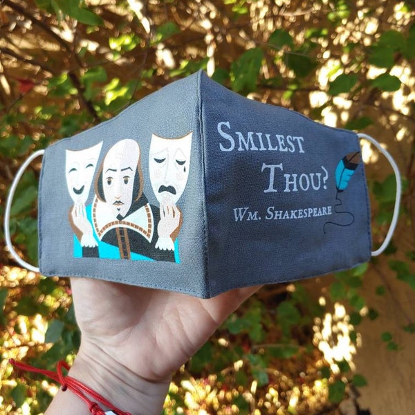 Literary Face Mask - Shakespeare - Floral - 100% Premium Cotton With ...