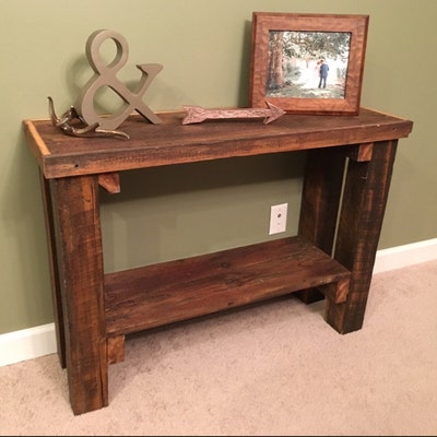Barn Wood Sofa or Console Table Made From 1800s Reclaimed Barn Wood Rustic Sofa Table - Etsy