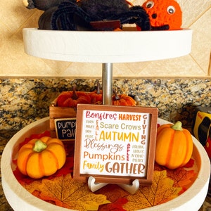 Miniature Fall Sign Tiered Tray Sign Fall Treats Pumpkin - Etsy