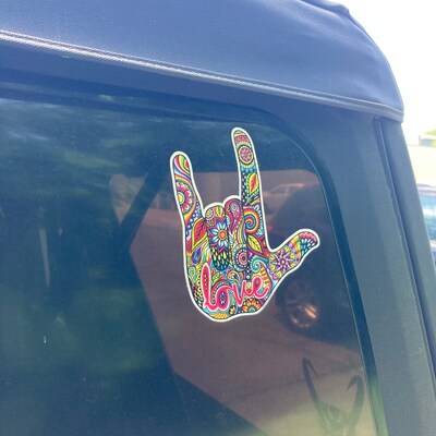 I Love You Sign Language Hand Sticker Decal Multicolor Car Decal Laptop ...