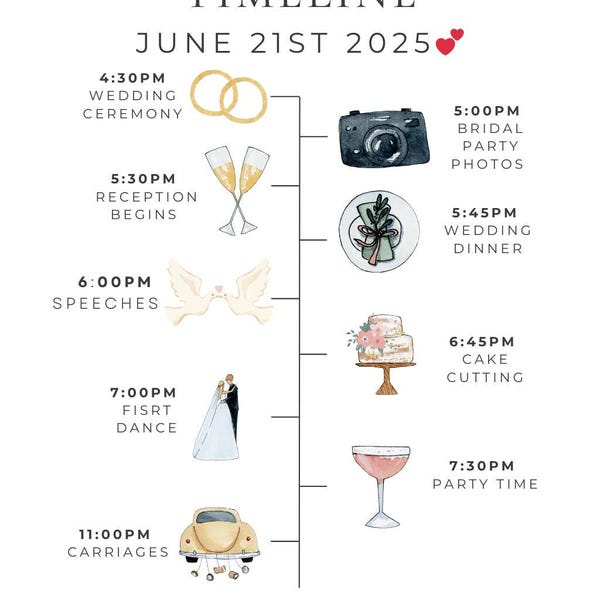 Wedding Timeline Template Wedding Order of the Day Invitation Template ...