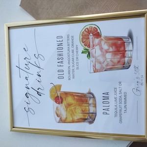 Cocktail Drink Sign Template Drink Sign Wedding Drink Recipe Sign ...