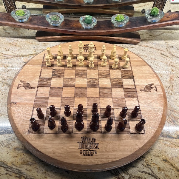 Bourbon Barrel Head Chess Set Made From All Real Wood - Etsy