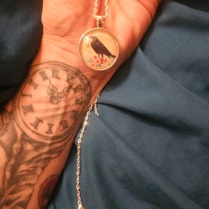 Raven Pendant, Raven With Book, Crow Necklace, Literary Jewelry - Etsy