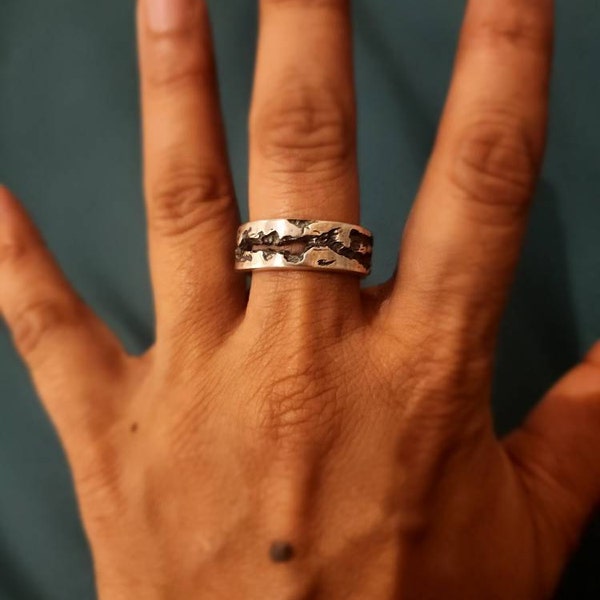 Rustic Sterling Silver Ring: Handmade Textured Unisex Band - Etsy