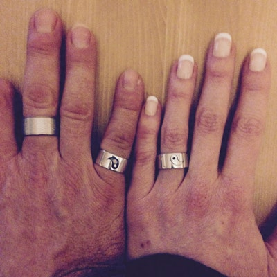 Yin Yang Couples Rings in Sterling Silver Metal, Ying Yang Band Ring ...