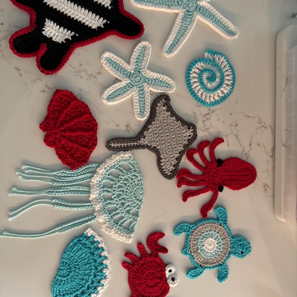 Shell Crochet Pattern, Seashell Appliqué, Sea Motif, Sealife Crochet ...