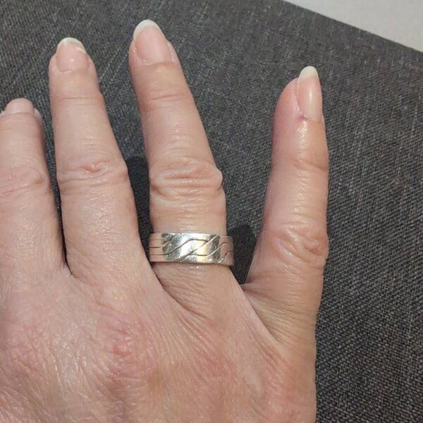 Motion Ring 2 Level 925 Sterling Silver Round Design Hypnosis Ring ...