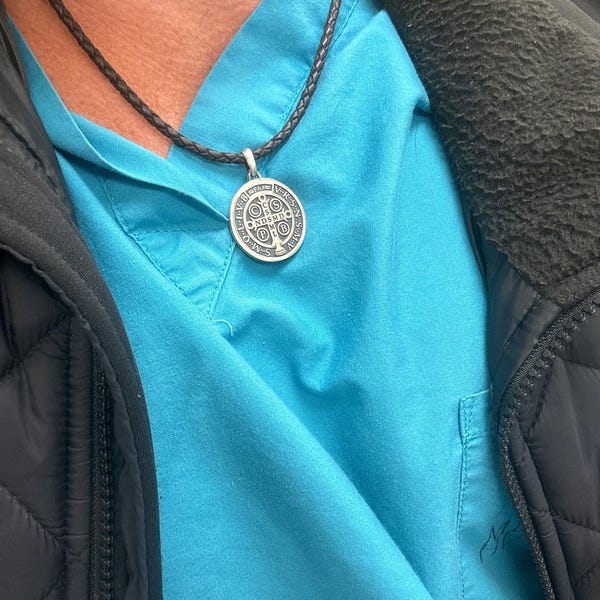 Sterling Silver Saint Benedict Necklace, Personalized Christian Saint ...