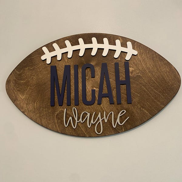Football Name Sign | 18-36" Diameter | Round Sign | Child Baby Name ...