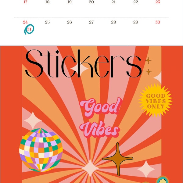 70s Retro Goodnotes Planner Stickers | Bright Retro Aesthetic Digital ...