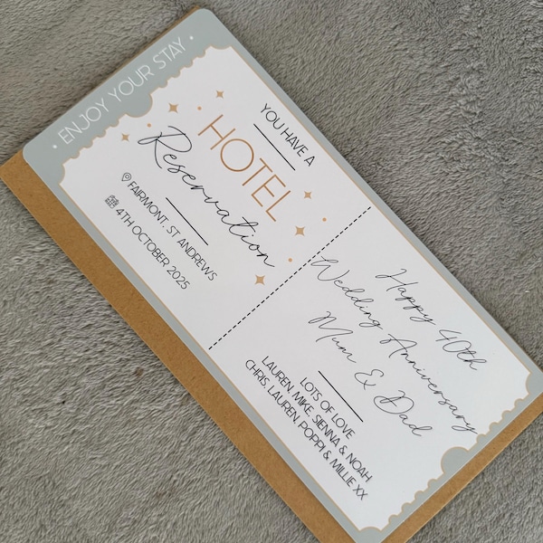 Personalised Surprise Hotel Stay Gift Voucher | Weekend Getaway Ticket ...