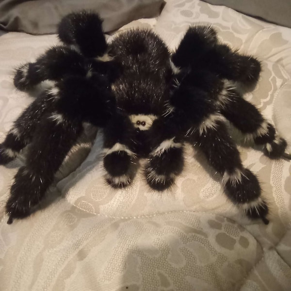 Striped Tarantula- Art Doll- Realistic Fake Tarantula- Stuffed Witch ...