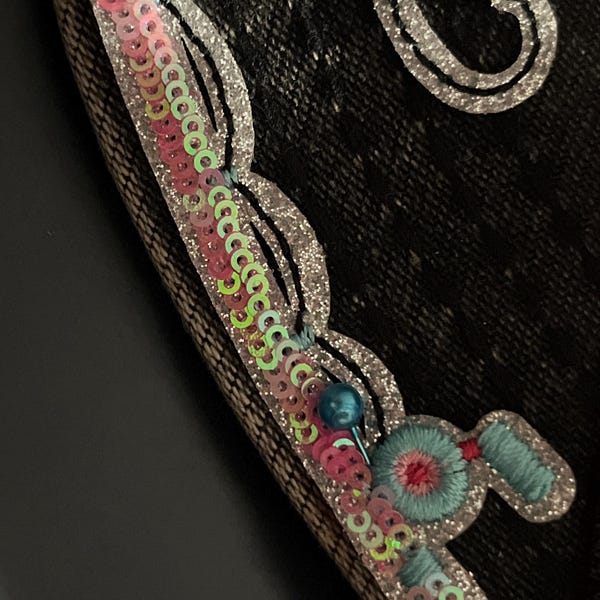 Cheer Pom Pom Patch, Purple Gold Cheer Patch, Trucker Hat Patches, Iron on Patch, Glitter Pom ...