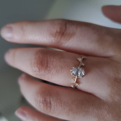 Dainty Diamond Engagement Ring Wedding Ring Couple Rings Delicate Ring ...