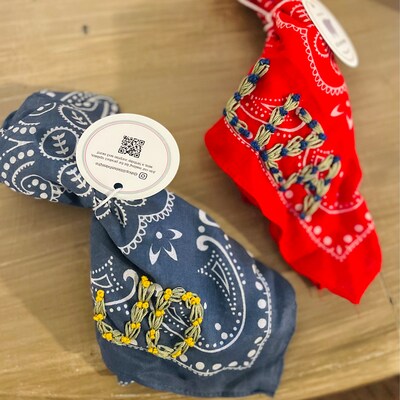 Monogrammed Bandana hand Embroidered Group Gift Multiple Colors and ...
