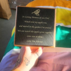 Wooden Memorial Post & Plaque With Engraved Slate Front, for Pets, Tree ...